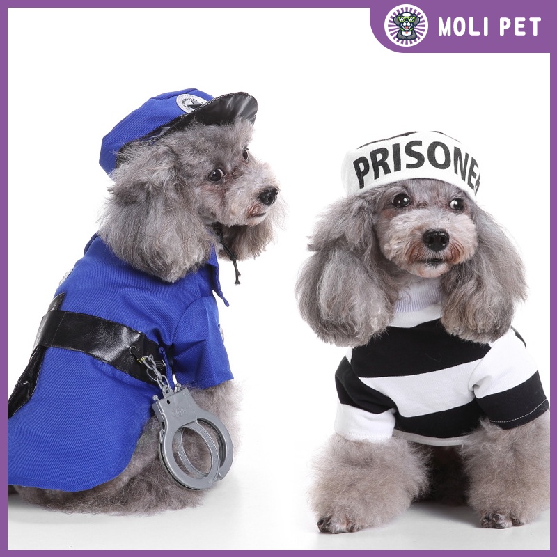 MOLI Dog Clothes Police Prisoner Halloween Christmas Pet Transformation ...