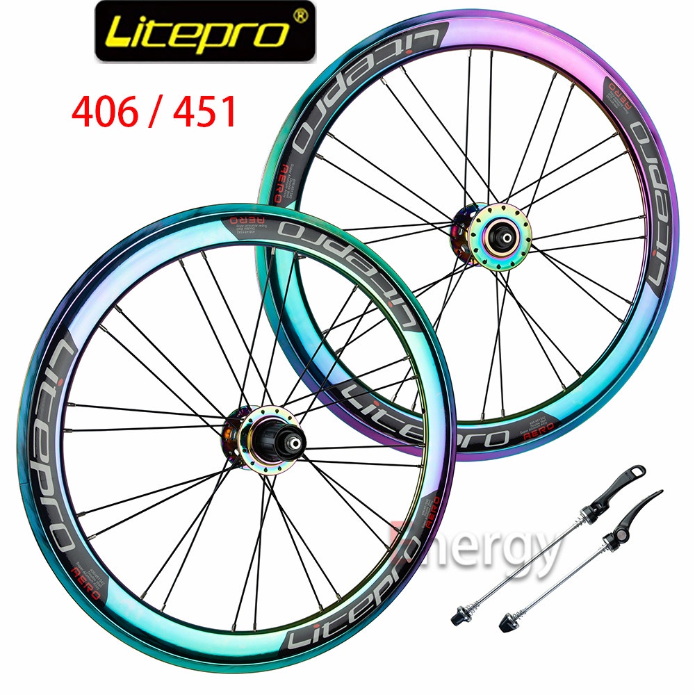 Litepro AERO Wheel Set 120 Sound Folding Bicycle Wheel 40mm Rim 20 Inch ...