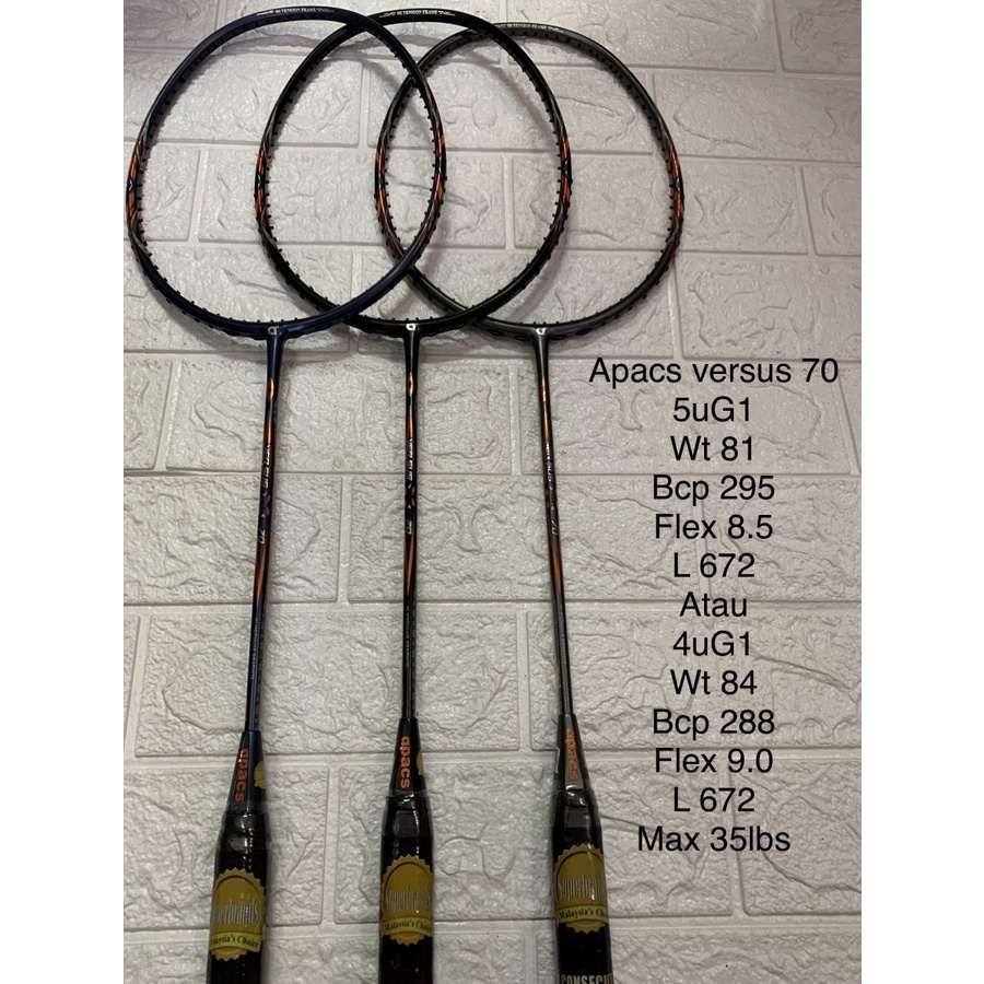 Apacs VERSUS 70 Badminton Racket + Strong 35lbs ORIGINAL String ...