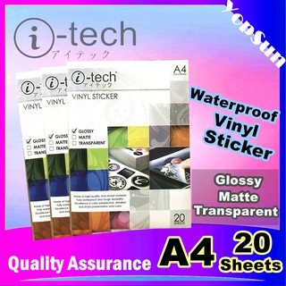 Waterproof Vinyl Sticker Matte / Glossy / Transparent 20Sheets A4 ITech ...