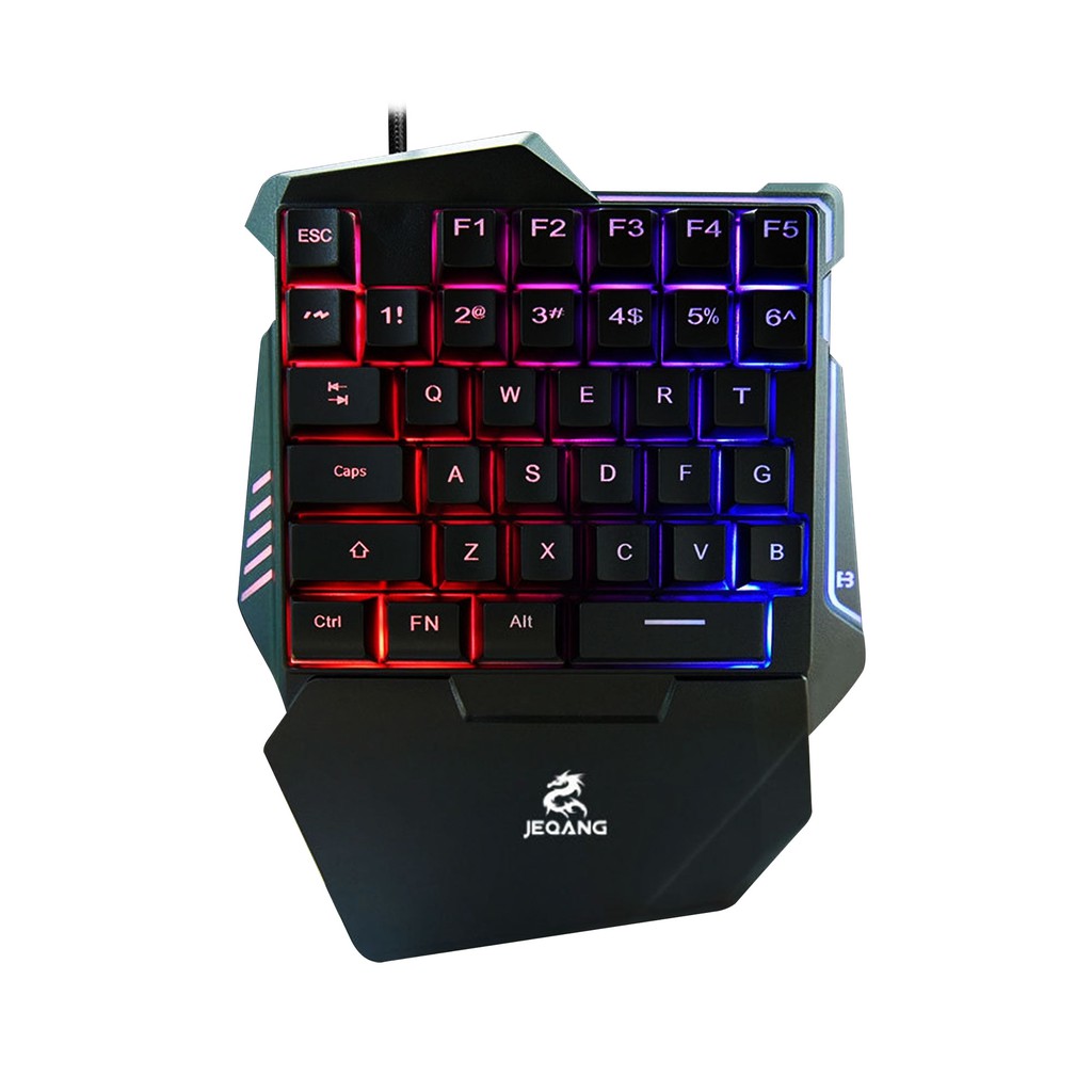 JK-911 One Hand Gaming Mechanical Feel Keyboard RGB Backlit 35 Keys Portable for PC Desktop ...
