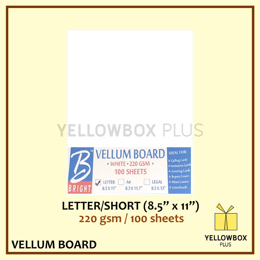 100pcs White Vellum Board Paper A4 letter Long Legal size 180 gsm 220 ...