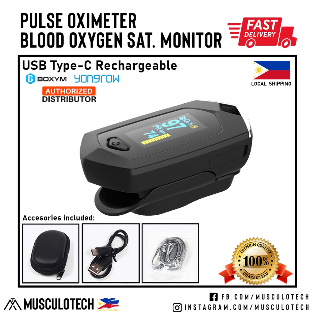 USB Rechargeable O2 Pulse Oximeter | Shopee Philippines