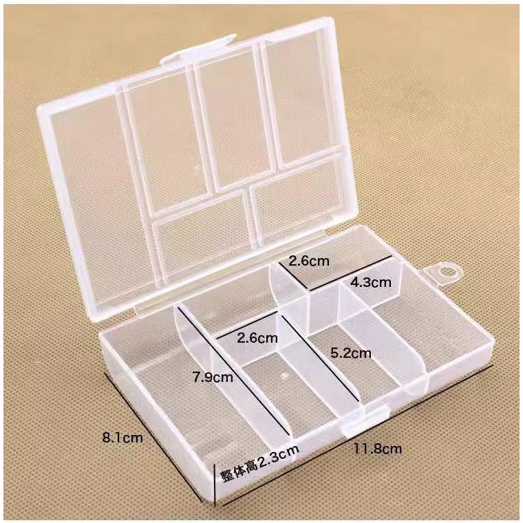 6 compartments storage box medicine box transparent PP plastic box ...