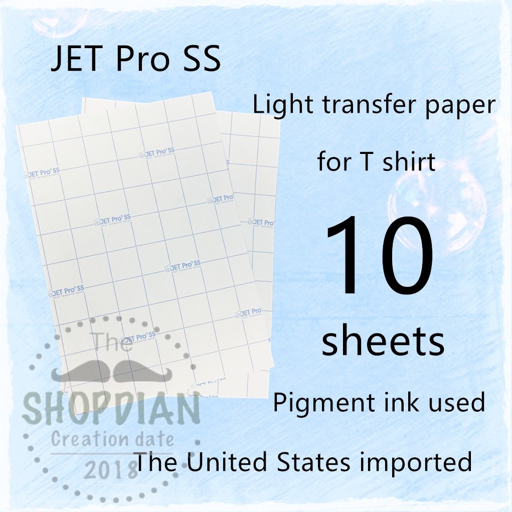 Jet Pro SS Light Transfer Paper A4 (10/Sheets) for T Shirt | Shopee ...