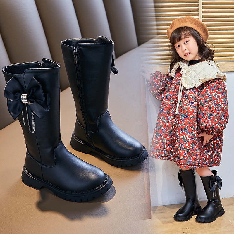 Girl's boots: non slip boots; foreign style big children's leather ...
