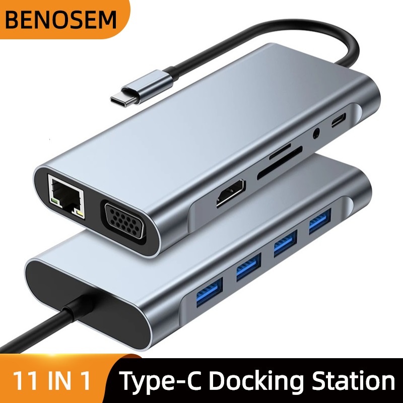 BENOSEM USB C HUB Adaptor 11 In 1 Laptop Tablet Type C To VGA HDMI 4K ...