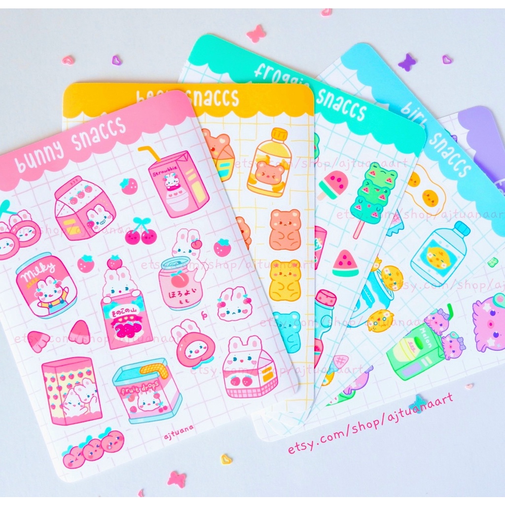 Kawaii Japanese Snack Journaling Stickers / Cute Aesthetic Colorful ...