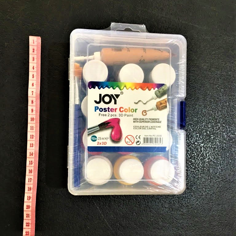 Joy Poster Color 12 colors 25 ml. Free Flat Brush and 2 3D Paint ...