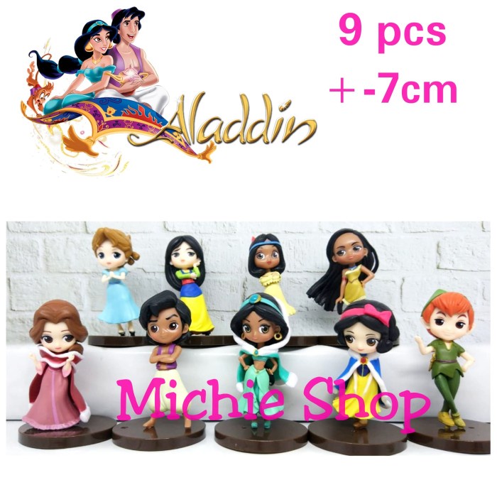 9Pcs Aladdin Princess Jasmine Snow White Mini Qposket Figure Set ...