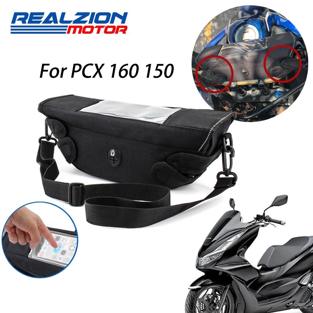 REALZION PCX160 Motorcycle Linen Handlebar Travel Bag For HONDA PCX 160 ...
