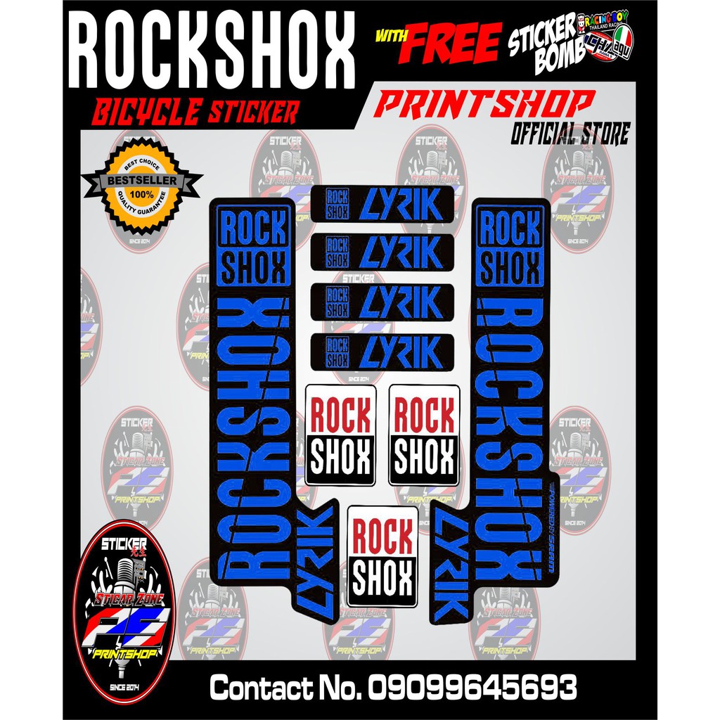 Rock Shox Fork Bike sticker decals glossy laminatedpre-cut (1.3in x 7 ...