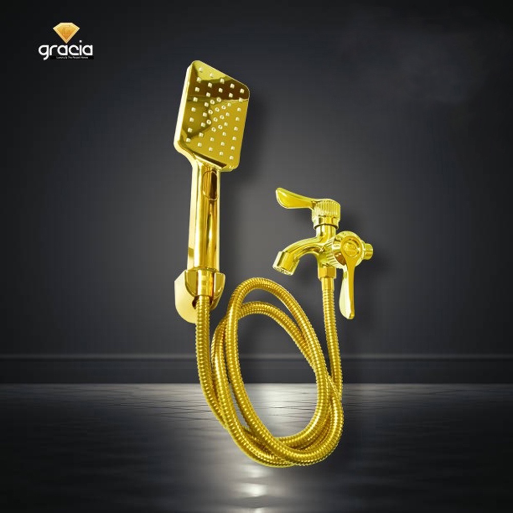 Complete Bathroom Shower Hand Shower Free 1/2inch Branch Faucet/Gold ...