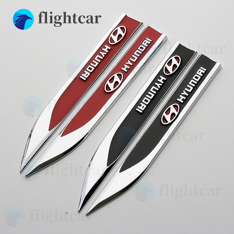 （FT）COD Hyundai 2pcs 3D Car Door Side Stickers Metal Leaf Modified ...