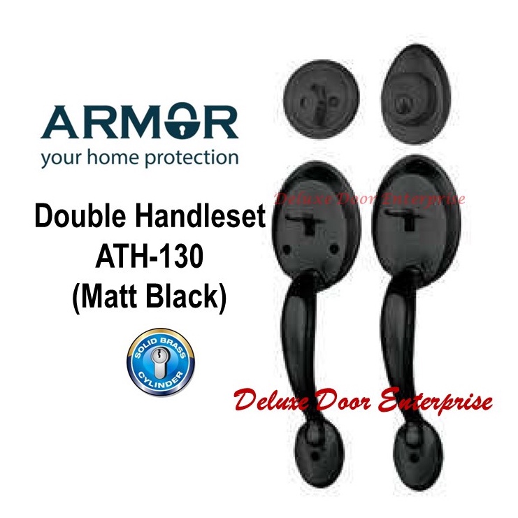 Armor Door Lock ATH 130 Double Handleset (Matt Black) Gripset Door Lock ...