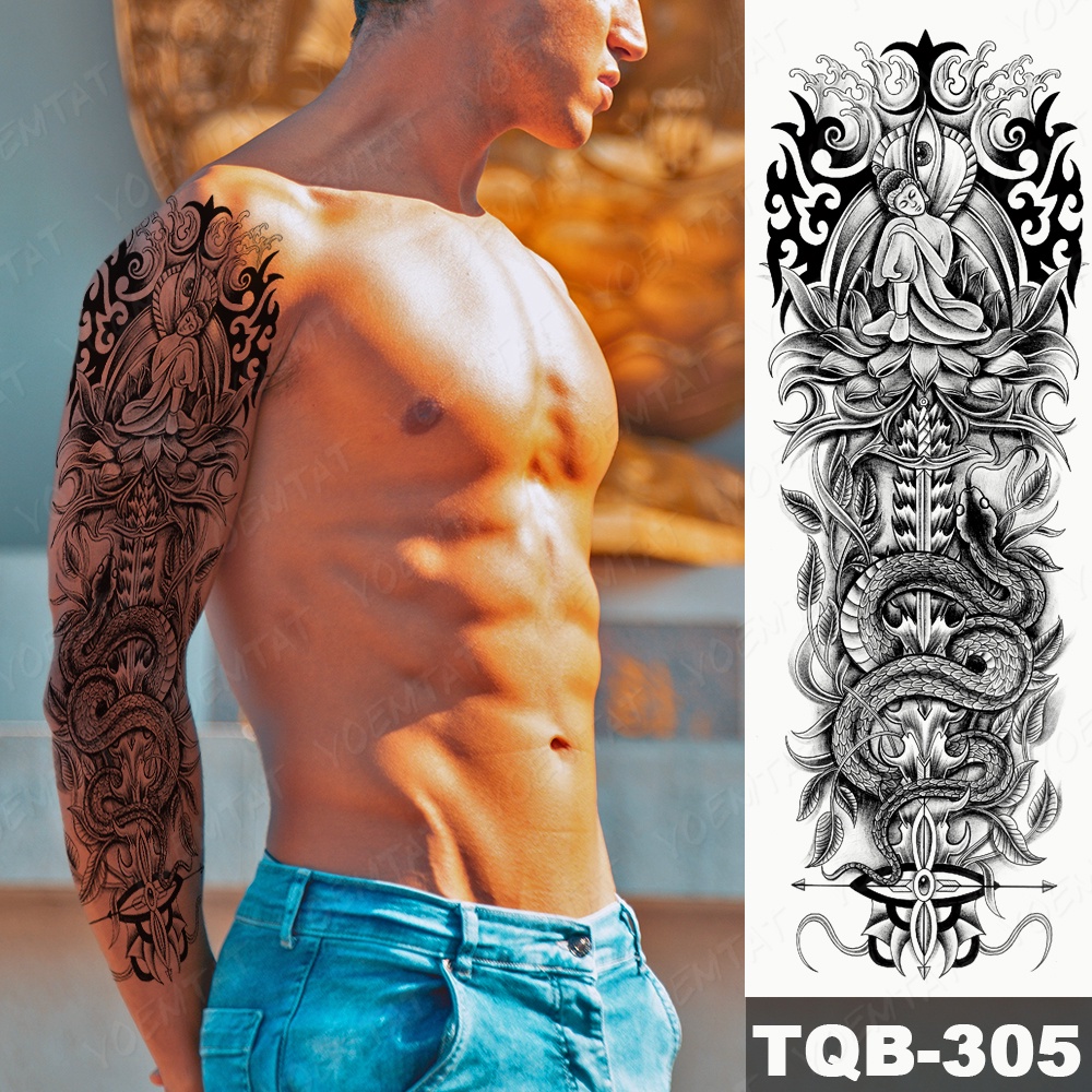 Large Arm Sleeve Tattoo Black Maori Totem Waterproof Temporary Tatoo ...