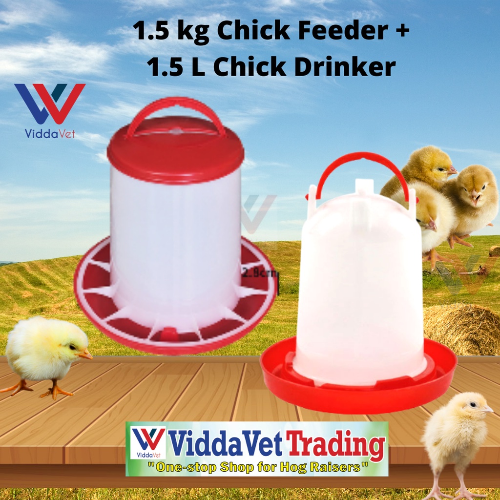 IMPORTED 1.5L Chick Drinker with 1.5kgs Chick Feeder automatic chicken ...