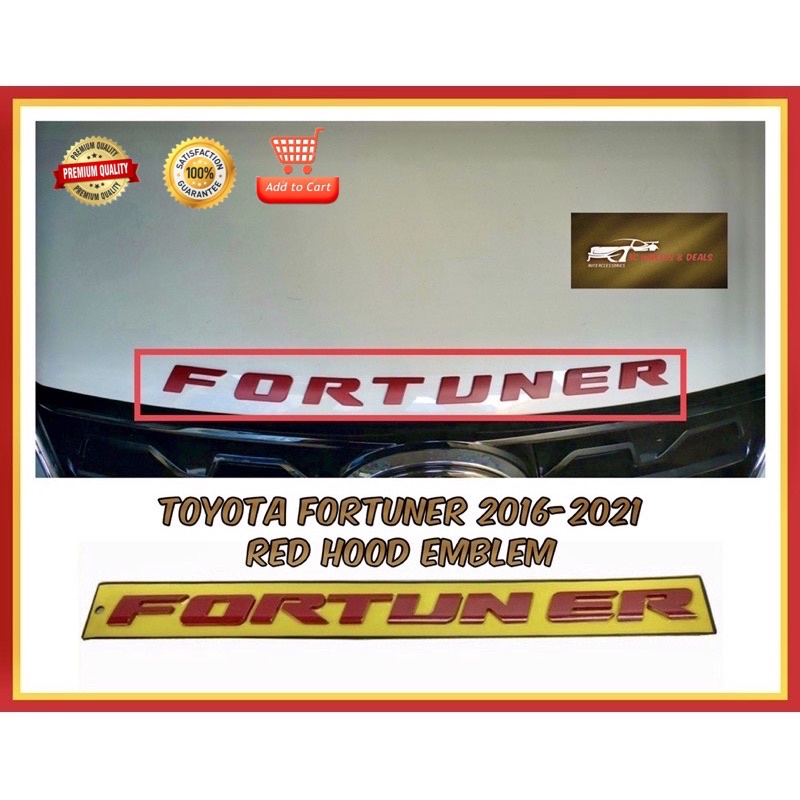 TOYOTA FORTUNER 2016-2021 HOOD EMBLEM (RED) | Shopee Philippines