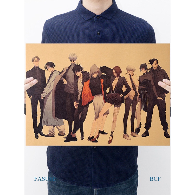 FASUSE Kraft Paper Poster Jujutsu Kaisen Satoru Gojo Yuji Megumi ...