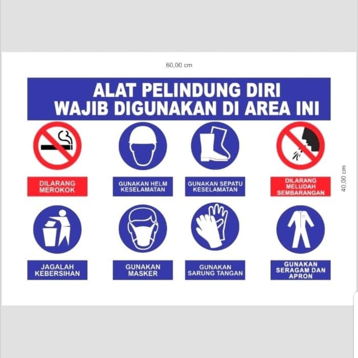 Sign STICKER AREA WAJIK PPE SELF PROTECTIVE EQUIPMENT | Shopee Philippines