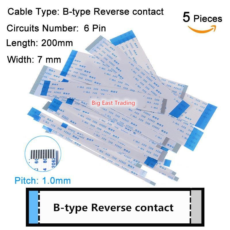 5pcs FPC Ribbon Flexible Flat Cable Pitch 1mm Length 200mm B-type ...