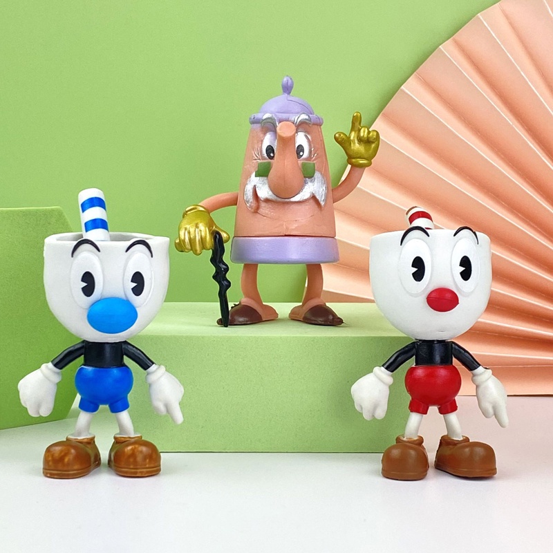 6pcs Set Anime The Cuphead Show Cuphead Mugman Mark Cup King Dice Ollie