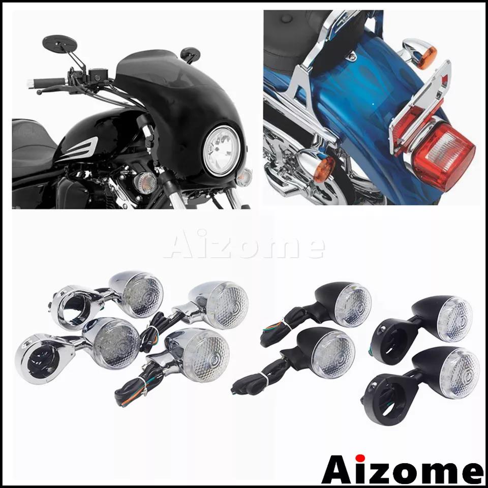 2Pairs Front & Rear Motorcycle 6mm Bolts LED Turn Signal Lamp For ...