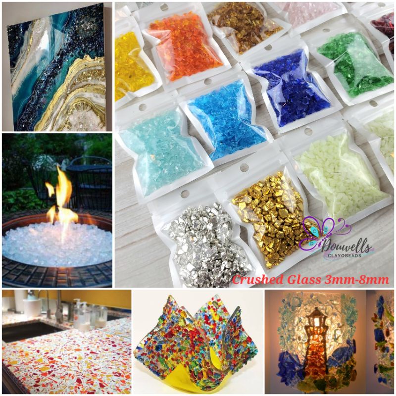 Crushed Glass 3-8mm 50g/100g Broken Glass Stone Chips Glass Chips for ...