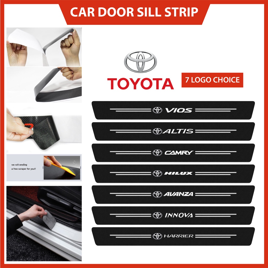 Toyota Logo Car Door Step Sill Sticker Anti Scratch Styling Carbon ...