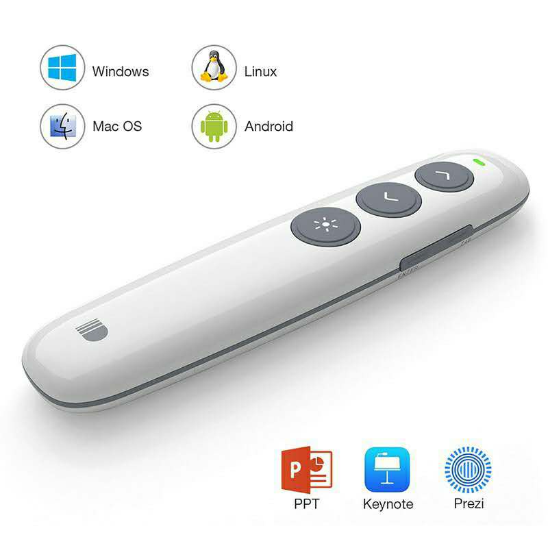 2.4G Wireless Chargeable PowerPoint Clicker Laser Pointer Remote Control PPT Presenter Pen ...