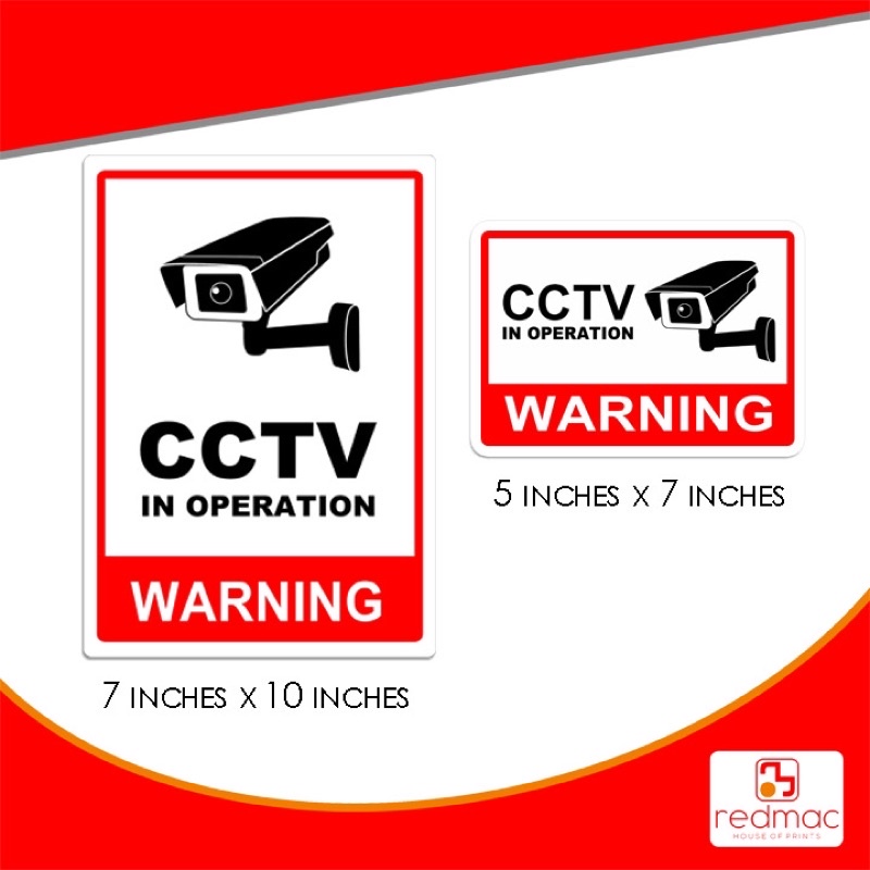 CCTV Warning Sign Laminated Sticker | Shopee Philippines