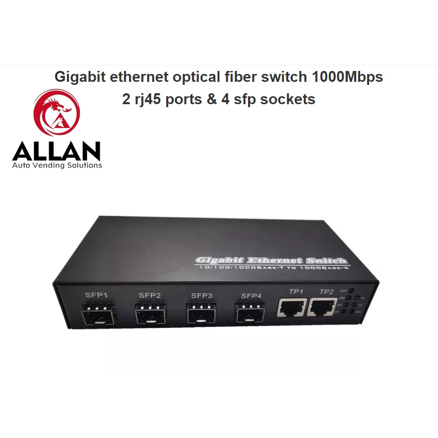 ALLAN Gigabit SFP Fiber Switch 1000Mbps Optical Media Converter 4 * SFP ...