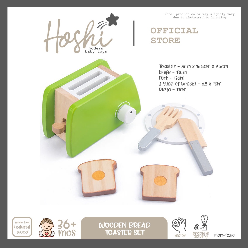Hoshi Baby Wooden Bread Toaster Set, Pretend Play Montessori ...