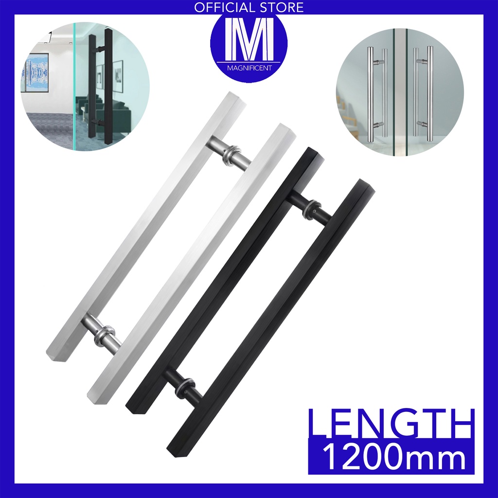 H-Handle Stainless Square Steel Silver/Black 1200MM Back-to-Back Door ...