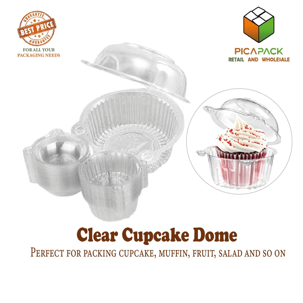 50 pcs Clear Cupcake Dome shaped container Packaging Cake Take out ...