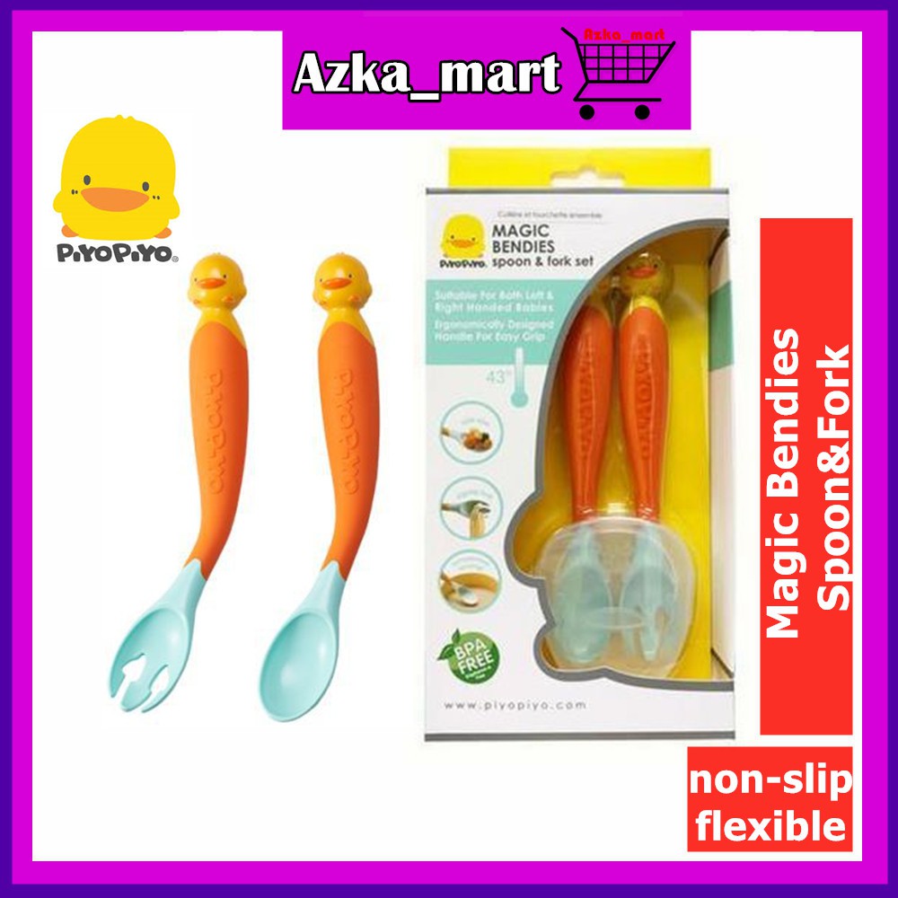 Piyo Piyo Magic Bendies Spoon and Fork Set Bendable for kids self-feed ...