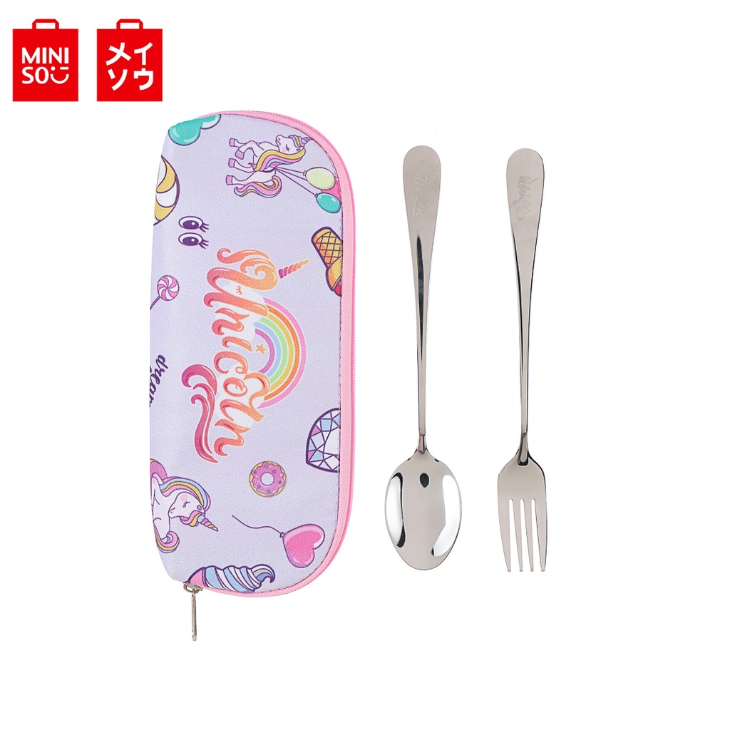 MINISO Unicorn Dream Flatware Set with Cloth Bag Spoon + Fork | Shopee ...