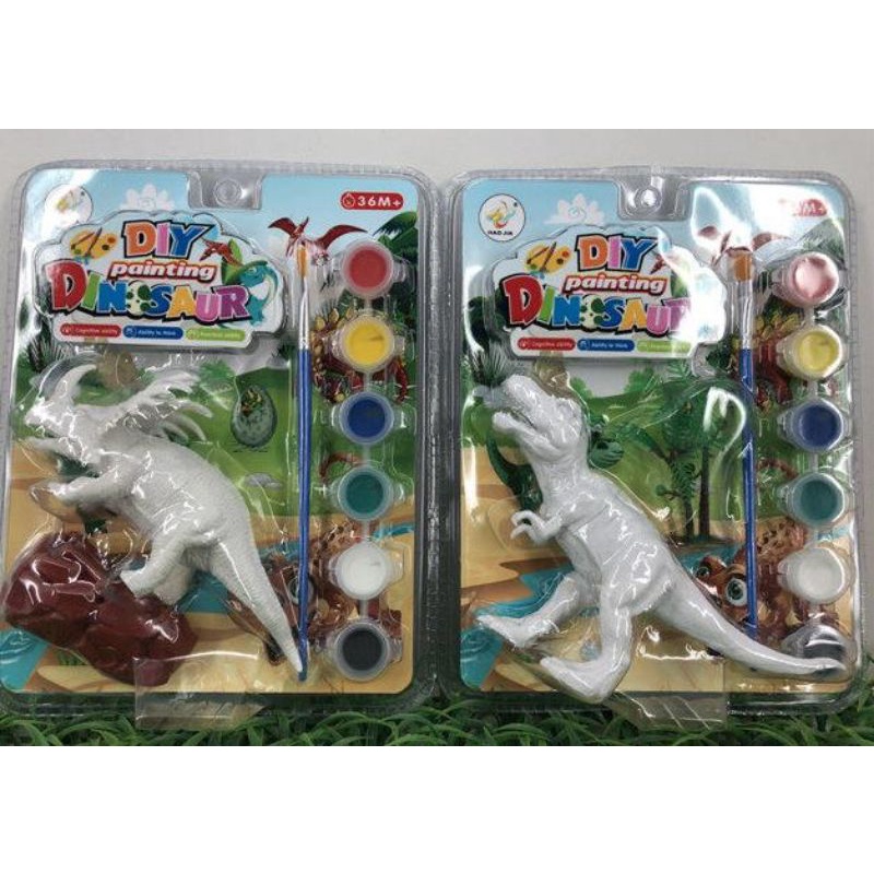 DIY Painting DINOSAUR TOY Creative Hand Painted Dinosaur Model DIY ...