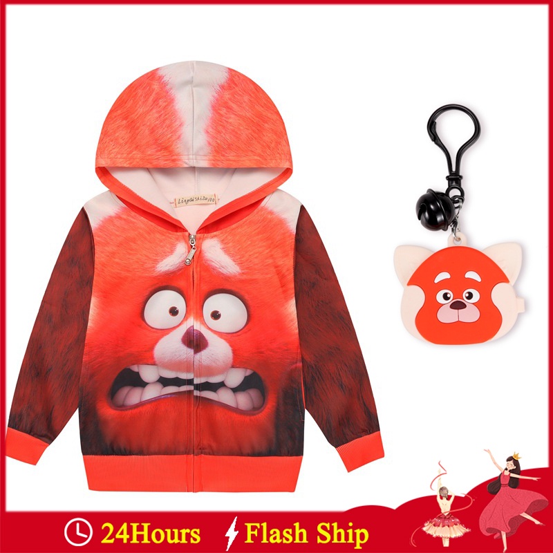 girl Turning Red children zipper jacket cartoon turning red panda ...