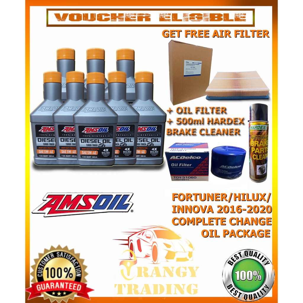 Fortuner / Hilux / Innova 2016-2020 Complete Change Oil Package 5W-40 ...