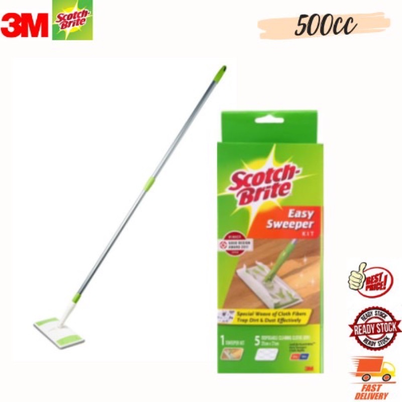 3M Scotch Brite - Easy Sweeper Mop (1 Sweeper Kit + 5 Disposable Dry ...
