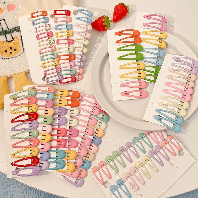 10-40 PCS Candy Color Children's Hairpin Drop-shaped Hair Clip Cute ...