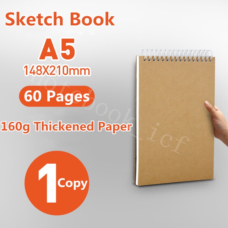 A4/A5/8K/16K Double Spring Sketch Books Big Kraft Blank Sketch Pad with ...