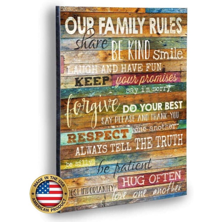 Marla Rae Our Family Rules Decorative Plaque Inspirational Quotes Wall ...
