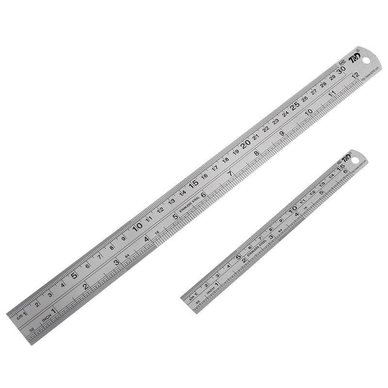 xinp 2PCS Stainless Steel Ruler and Metal Rule Kit 30cm 15cm 12inch ...