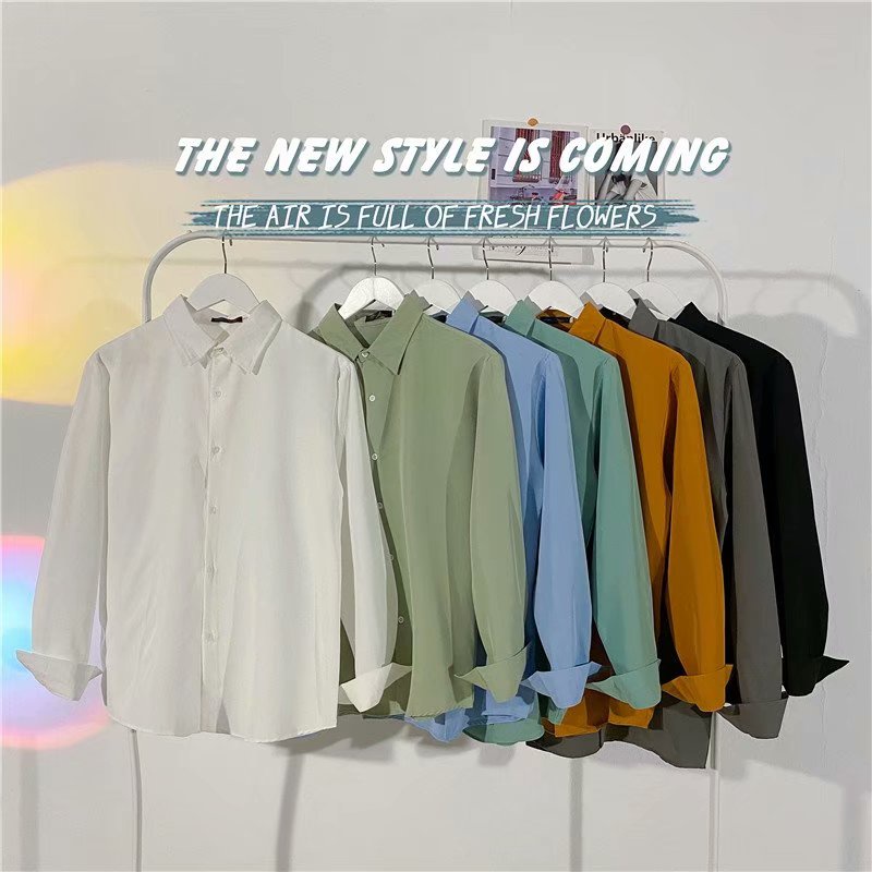 【M-3XL】Unisex Candy Color Plain Long Sleeve Shirt For Men And Women ...