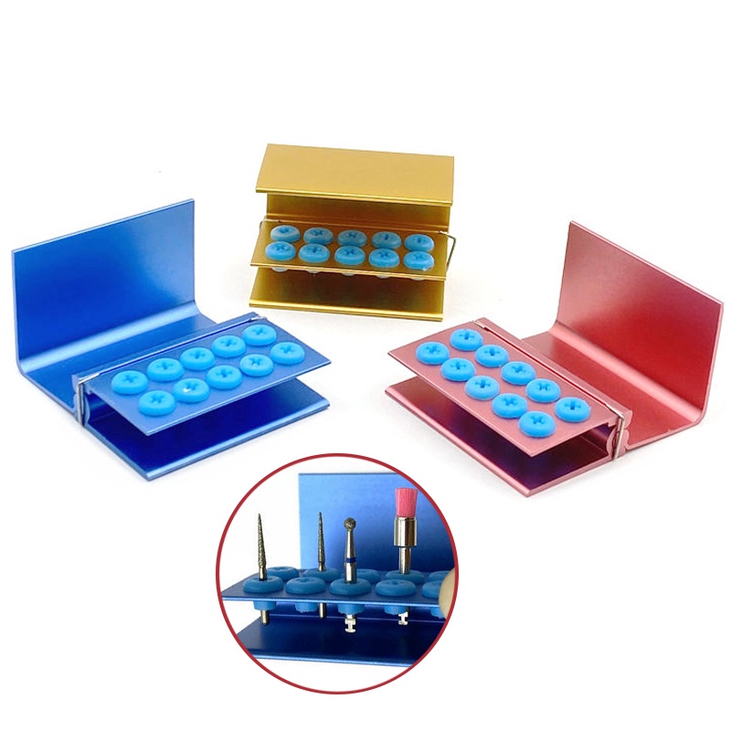 10 Holes Dental Holder Block Case for High Speed Burs& Low Speed Burs ...