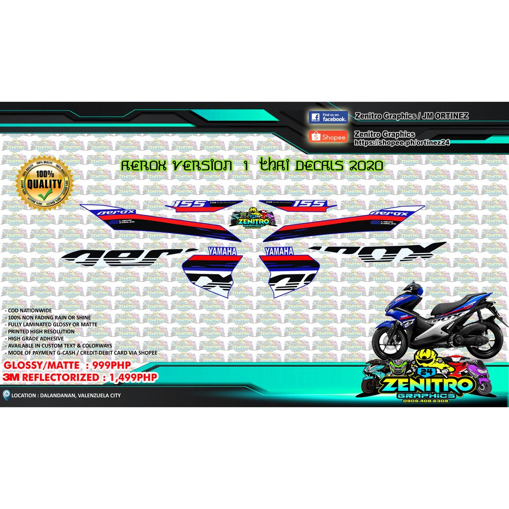 AEROX THAI DECALS 2020 (RACE BLUE) | Shopee Philippines