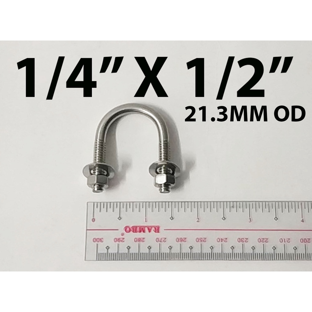 ( 3 PCS ) SS UBOLT 1/4" X 1/2" STAINLESS STEEL == U BOLT U-BOLT ...