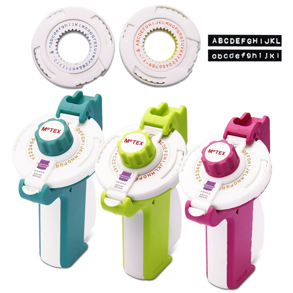 Motex Embossing Label Maker E-202 e202 + 2 Wheels + 1 Refill Tape ...